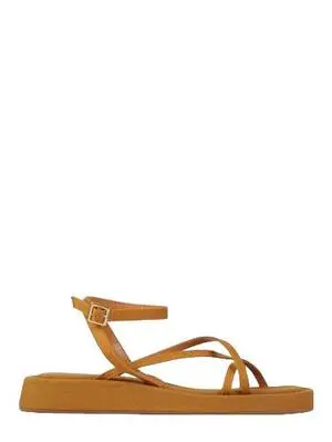 GIA / RHW Textile Ankle Strap Sandals Yellow