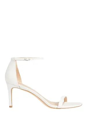 STUART WEITZMAN Leather Ankle Strap Sandals - White