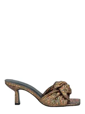 By Far BY FAR Leather Laminated Spool Heel Sandals Bronze