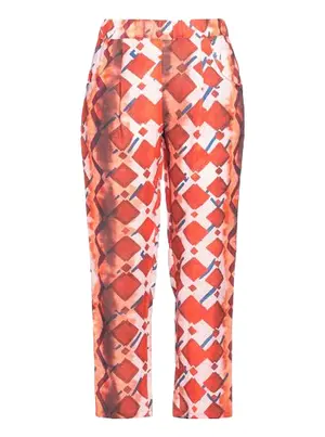 LFDL LA FABBRICA DEL LINO Geometric Print Pants - Tomato Red