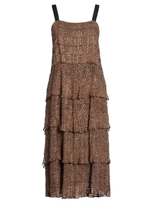 Pinko PINKO UNIQUENESS Flared Midi Dress Brown