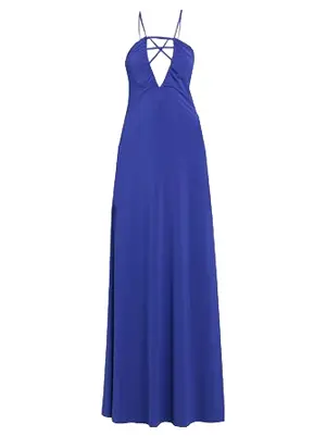 CIRCUS HOTEL CIRCUS HOTEL Maxi Dress With Tassels And Frills Blue