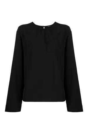JOSEPH Gathered-neck Silk Blouse - Black