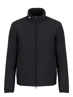 Emporio Armani Full-zip Nylon Blouson With Stowaway Hood - Black