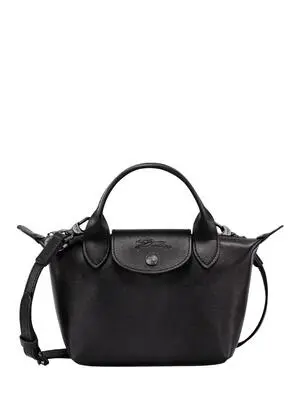 Longchamp Le Pliage Leather Mini Tote Bag - Black