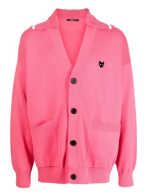 SONGZIO V-neck Logo-patch Cardigan - Pink