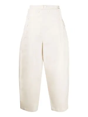 SONGZIO Cropped Wide-leg Trousers - White