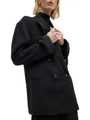 Vince Double-breasted Crepe Boyfriend Blazer - Black