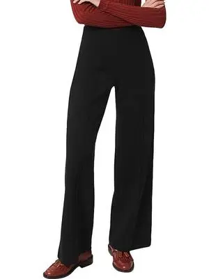 HOBBS LONDON Prim Wide Leg Trousers - Black