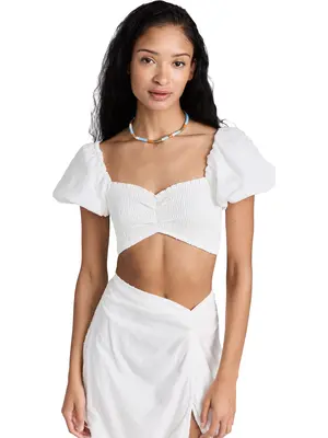 Peixoto Louisa Crop Top - White Lotus