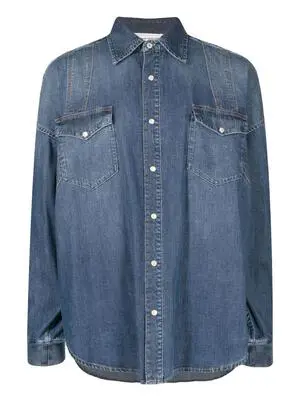 Alexander McQueen Long-sleeved Buttoned Denim Shirt - Blue