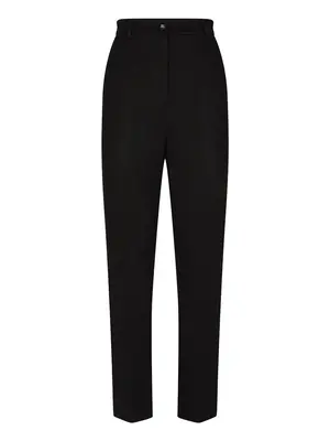 Dolce & Gabbana Milano-rib Tapered-leg Trousers - Black