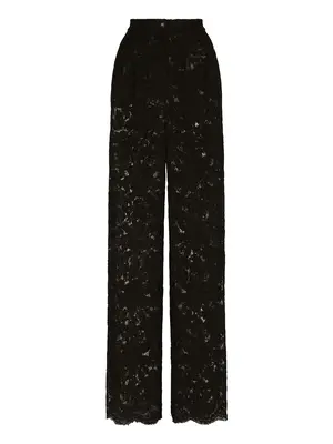 Dolce & Gabbana Floral Lace Tailored Trousers - Black