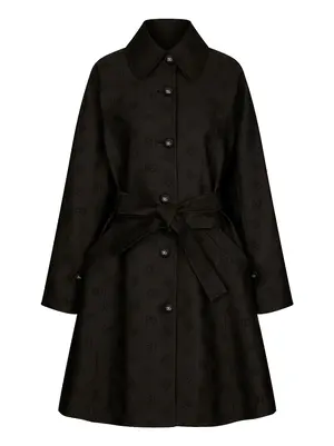Dolce & Gabbana Dg-logo Jacquard Belted Trench Coat - Black