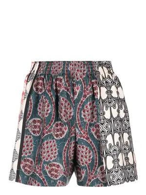 Erika Cavallini Silk Graphic-print Shorts - Blue