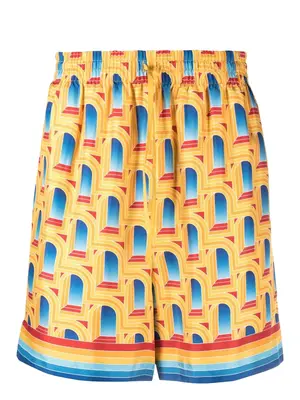 Casablanca L'arche De Jour Silk Shorts - Yellow
