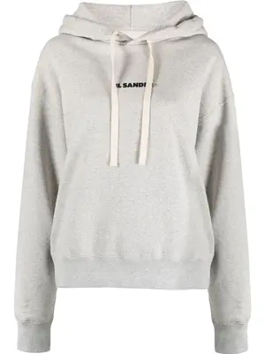 JIL SANDER Logo-print Hoodie - Grey