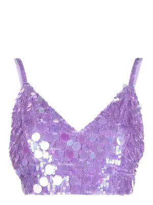P.a.r.o.s.h Sequin Embellished Crop Top - Purple
