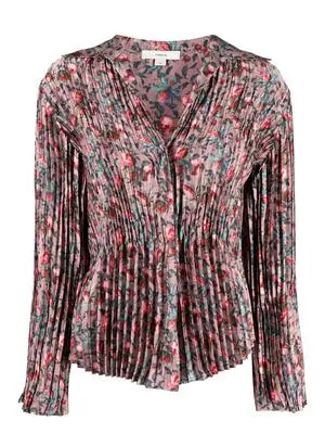 Vince Berry Blooms Pleated Shirt - Multicolour