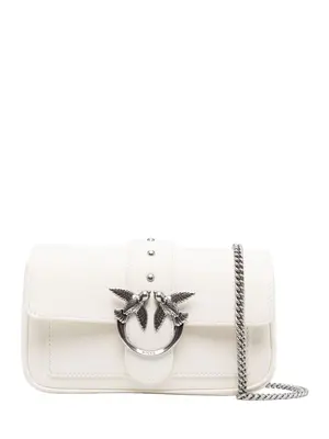 Pinko Love Birds Leather Crossbody Bag - White