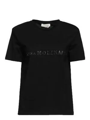 ANNA MOLINARI Printed Cotton T-Shirt Black