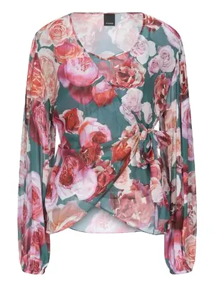 Pinko PINKO Floral-Print Crepe Top Deep Jade