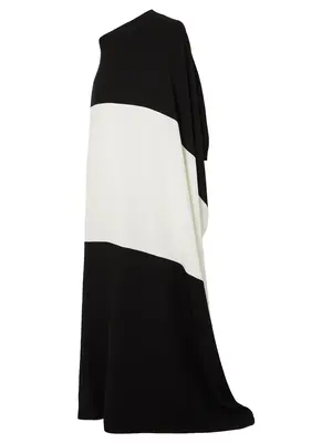 Valentino Garavani One-sleeve Two-tone Silk-cady Gown - Black