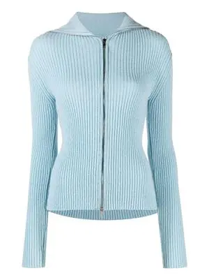 Nanushka Rib-knit Zipped Cardigan - Blue
