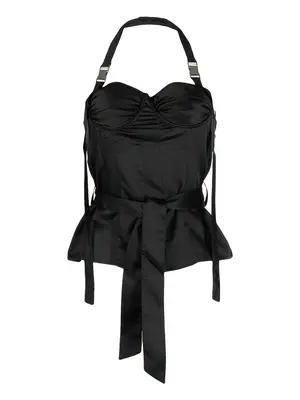 Rokh Bustier-detail Halterneck Top - Black
