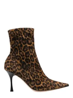 GIANVITO ROSSI Dunn 85mm Leopard-print Boots - Brown