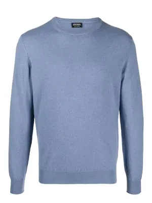 Zegna Ribbed-knit Crew Neck Sweater - Blue