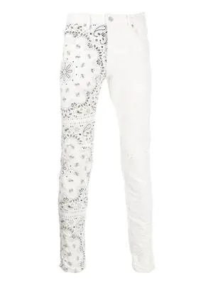 PURPLE BRAND Bandana-print Corduroy Trousers - White