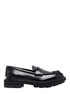 Alexander McQueen Tread-sole Penny-slot Loafers - Black