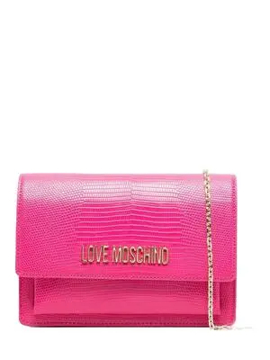 Moschino Plaque Satchel Bag - Pink