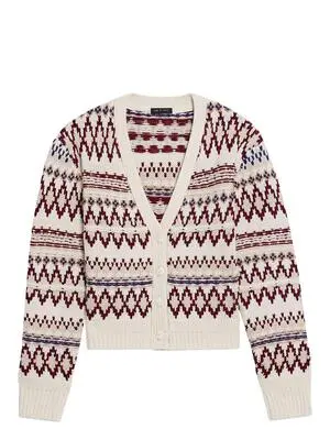 Rag & Bone Willow Fair Isle Wool Cardigan Ivory