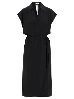 Equipment Karina Washed-silk Midi Wrap Dress - Black