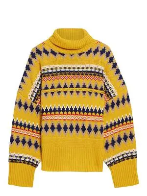 Rag & Bone Willow Fair Isle Wool Turtleneck Sweater Yellow
