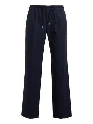 Sandro Slub Cotton And Linenblend Drawstring Pants Navy