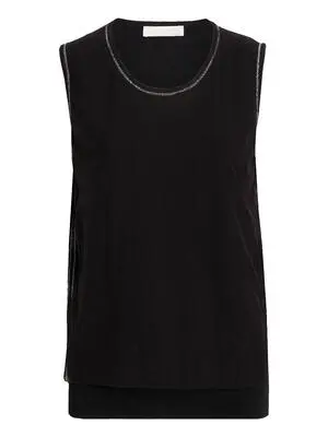 Fabiana Filippi Layered Tulle And Cotton-jersey Top - Black