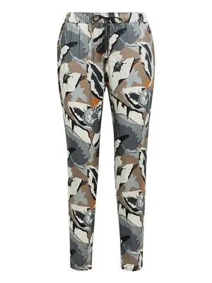 Fabiana Filippi Printed Silk-satin Tapered Trousers - Gray
