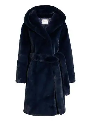 Each X Other Faux Fur Hooded Coat - Navy
