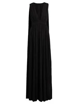 Halston Ashley Cape-effect Gathered Jersey Gown - Black
