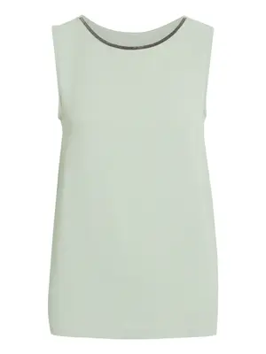 Fabiana Filippi Bead-embellished Crepe De Chine Tank - Sage Green