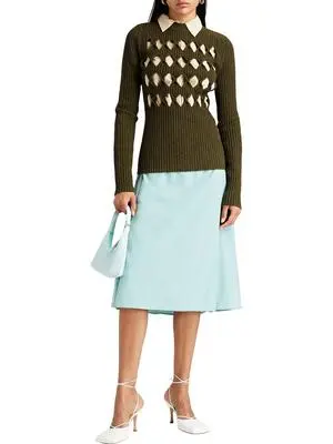 Victoria Beckham Cutout Ribbed Wool-blend Sweater - Army Green