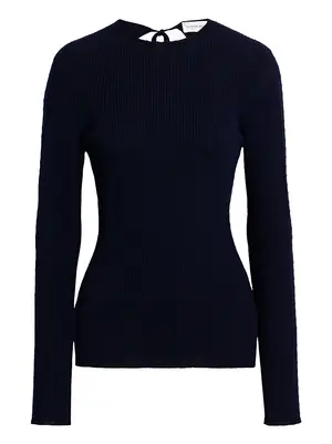 Victoria Beckham Open-back Ribbed Wool Sweater - Midnight Blue