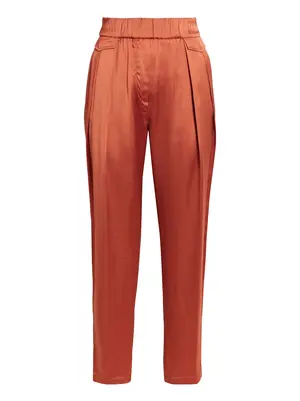 Fabiana Filippi Pleated Charmeuse Tapered Pants - Copper