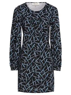 Diane Von Furstenberg Noelle Gathered Printed Mini Dress - Black