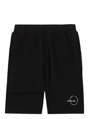 Helmut Lang Helmut Lang Printed Layered Waffle-Knit Cotton Shorts Black
