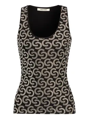 Roberto Cavalli Roberto Cavalli Studded Ribbed-Knit Tank Black