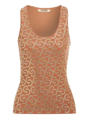 Roberto Cavalli Studded Ribbed-knit Tank - Light Brown